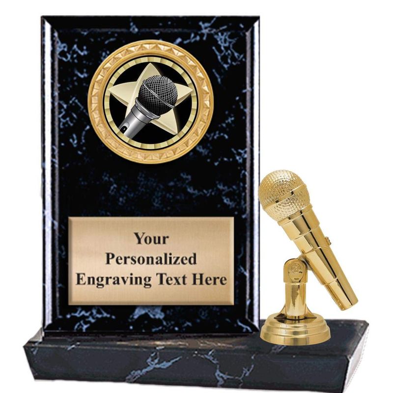 Crown Awards 6"X6" Microphone Plaque Award, Microphone Soloist Trophy ...