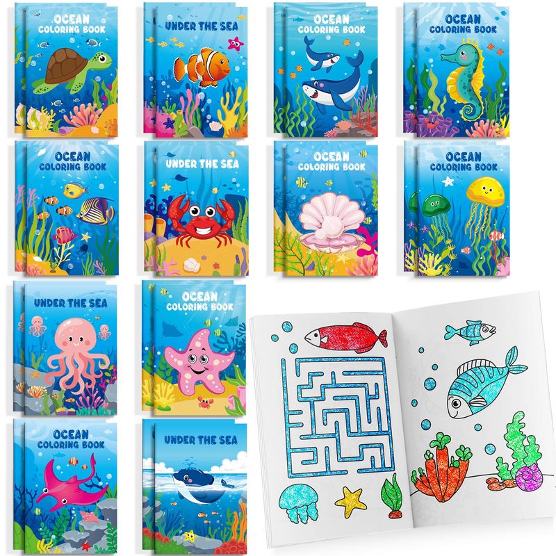 24 Pcs Under the Sea Mini Coloring Books Ocean Animals Party Favors ...