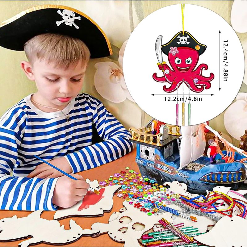 Graplan 49 Pieces Pirate Wind Chime Craft Set - Pirate Treasure Wooden ...