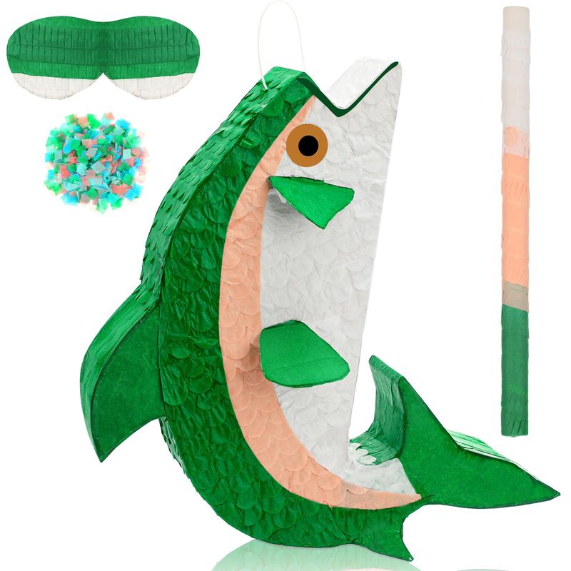 Glimin Fish Piñata with Piñata Stick, Blindfold and Confetti, Fish ...