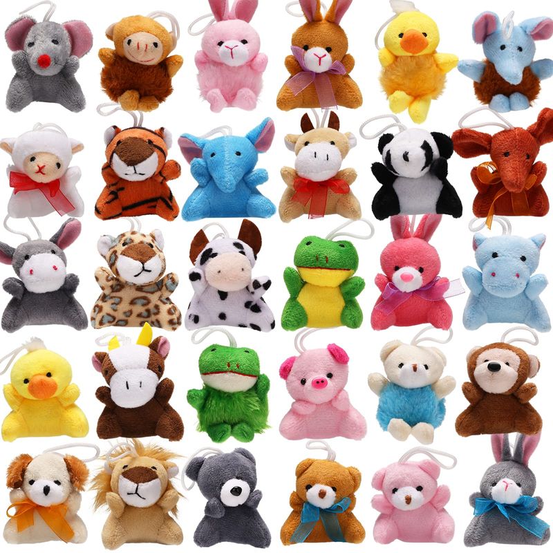 32 Pack Cute Small Stuffed Animal Keychain Set for Party Favors, Goodie ...