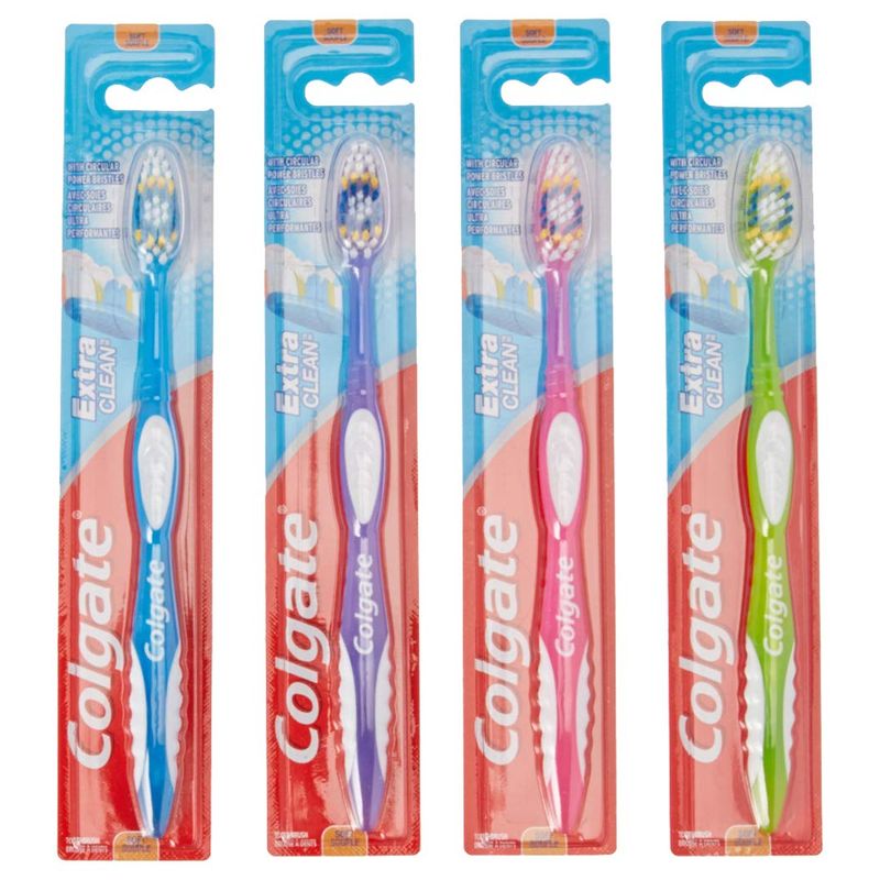 Colgate Extra Clean Full Head Toothbrush, Soft, Assorted Colors (Pack ...