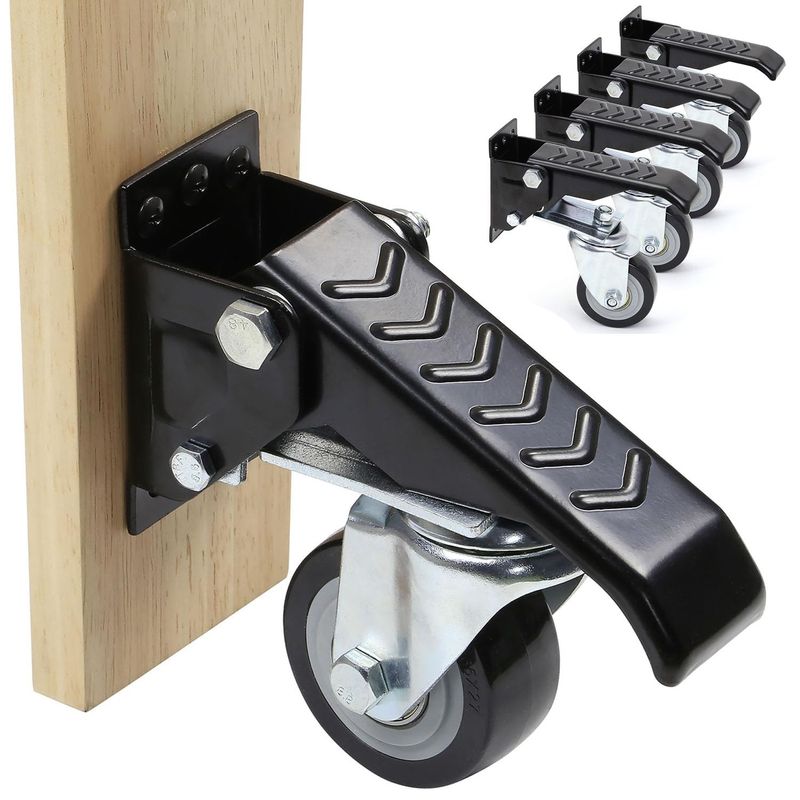 4 Pack Heavy Duty - 300KG Workbench Caster Kit - Heavy Duty Retractable ...