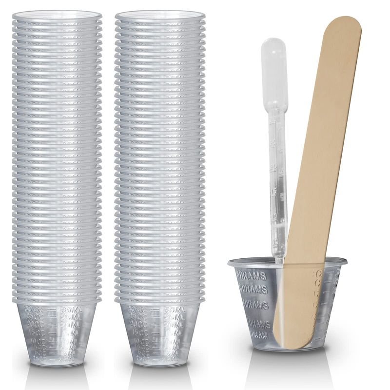 100 Pack – RE-GEN 30ml/1oz Clear RE-USABLE Plastic Graduated Measuring ...