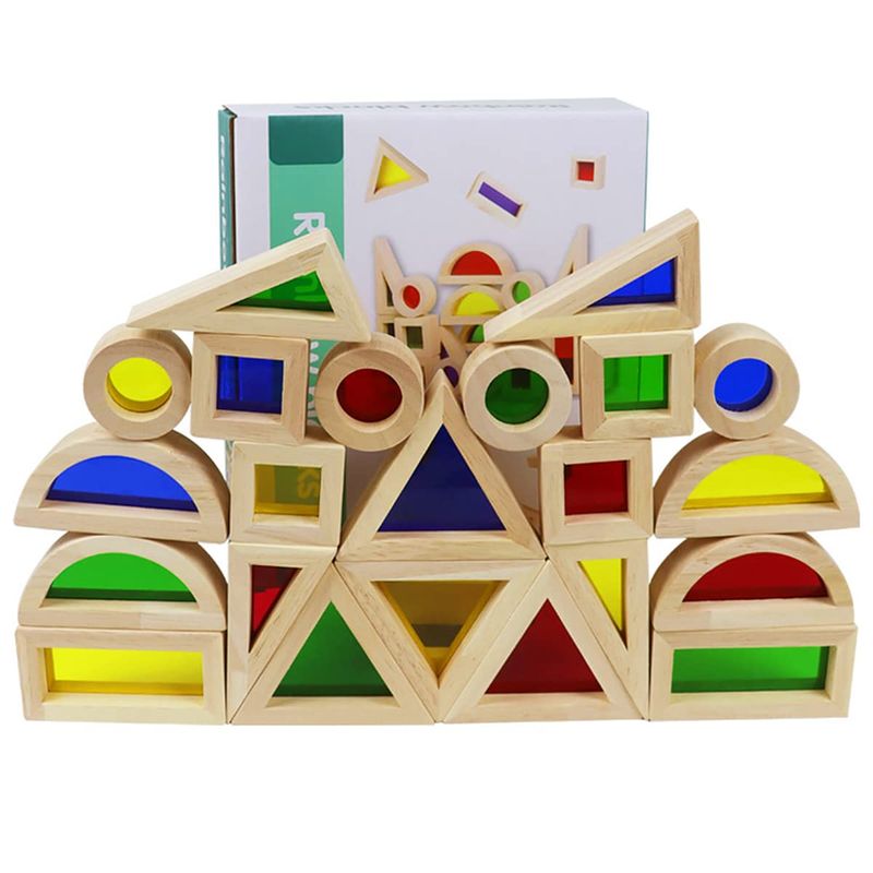 24pcs Wooden Building Blocks Set, Stacking Blocks for Baby, Imagination ...