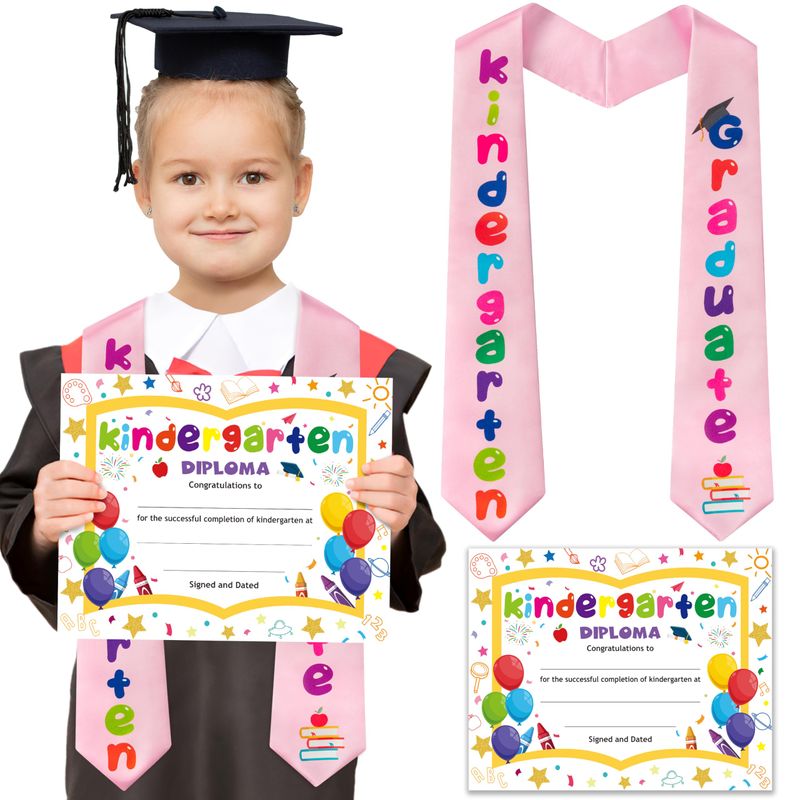 BkeeCten Preschool Graduation Sash and Certificate Diploma Set, Cute ...