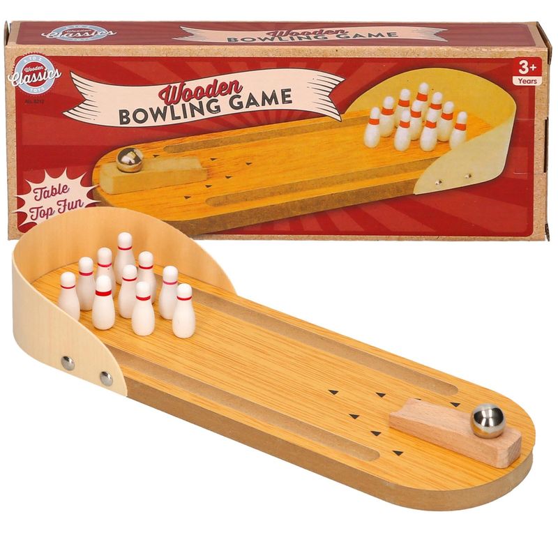 A2Z 4 Kids Mini Bowling Wooden Tabletop Game Set Kids Miniature 10 ...