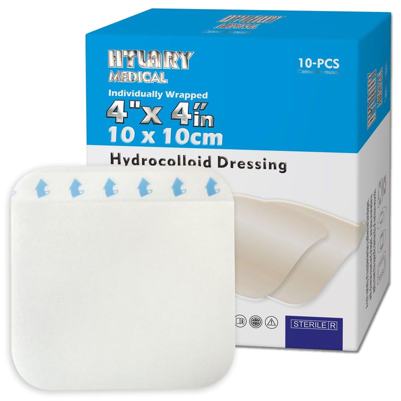 HTLARY Hydrocolloid Healing Patches, 10 Count Premium 4"x4" Thin ...