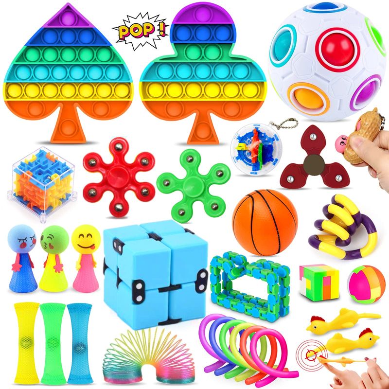 Chennyfun Rainbow Fidget Toy Set, 30 Pcs Sensory Toys for Autism ADHD ...