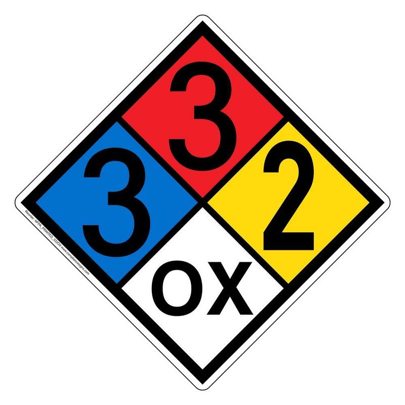ComplianceSigns.com NFPA 704 3-3-2-OX Hazard Diamond Placard Sign ...