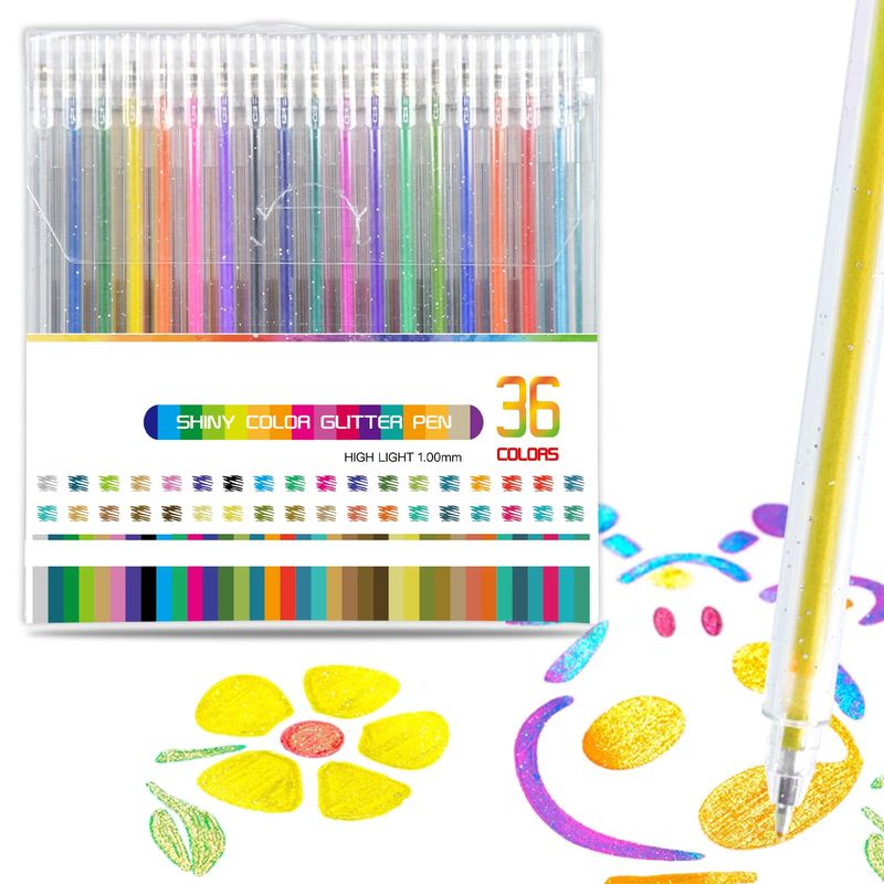 Elezeal Glitter Gel Pen, Assorted Metallic Gel Pens with 1.0mm Tip ...