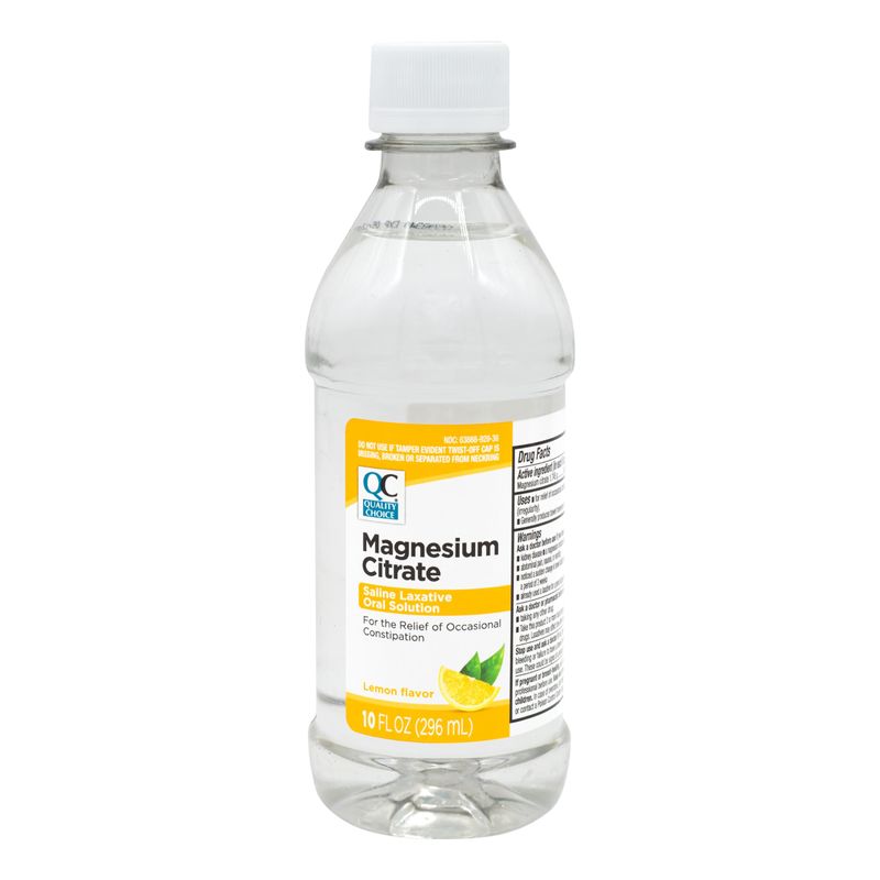 Quality Choice Magnesium Citrate Oral Solution, 10oz - Lemon Flavored Saline Laxative ...
