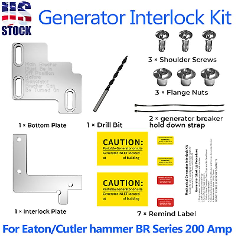 Billet Generator Interlock Kit For Eaton / Cutler Hammer 200 Amp Panel ...