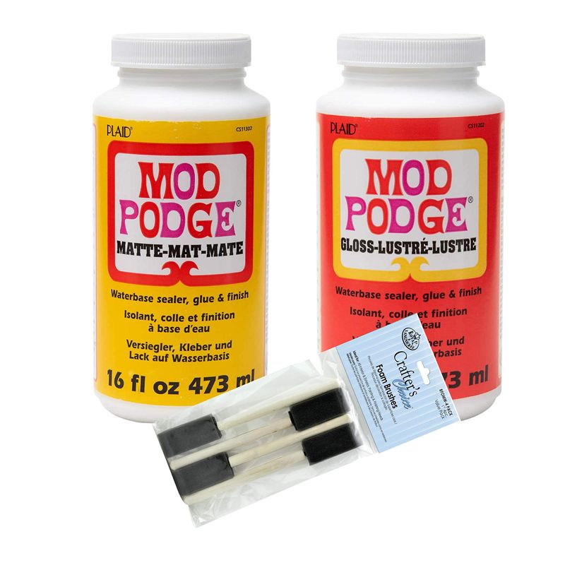 Mod Podge Complete Decoupage Kit-Two 16oz Bottles Waterbase Sealer/Glue ...