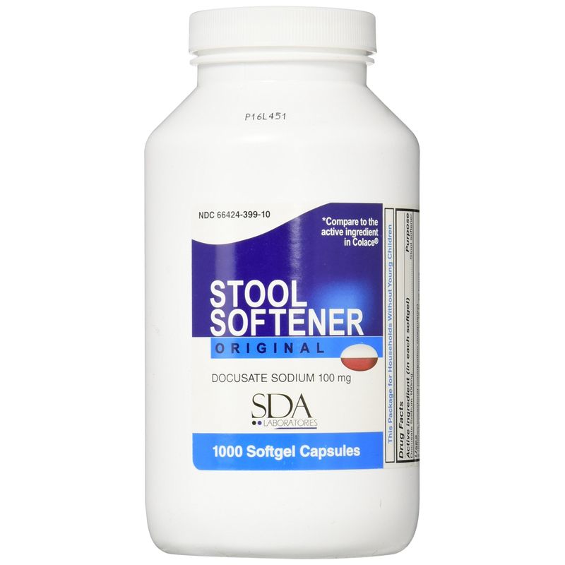 SDA Laboratories Original Stool Softener Docusate Sodium 100 mg - 1000 ...