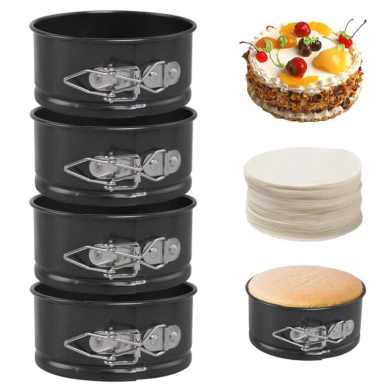 Bellestyle 4 Pieces Cake Tins for Baking, 4 Inch Mini Springform Cake ...