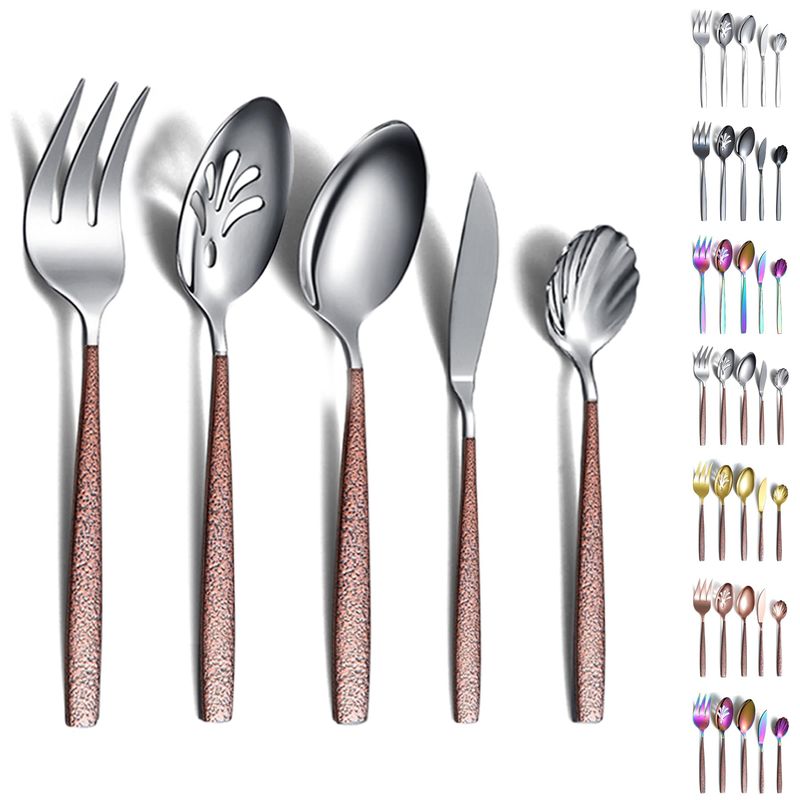Evanda 5 Pieces Cutlery Serving Set, Stainless Steel Flatware Serving ...