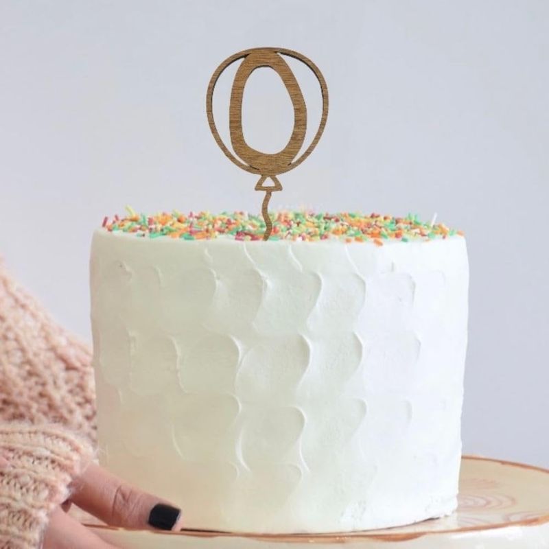 Wooden Number 0 Cake Topper, 10th 20th 30th 40th 50th Birthday Balloon ...