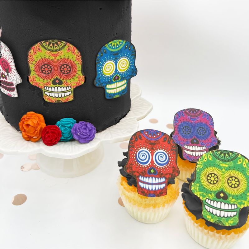 Large Edible Sugar Skulls - Dia De Los Muertos Cake Decorations- Skulls ...
