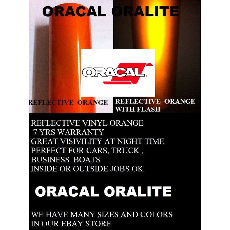 24" x 5 FT Orange Reflective Vinyl Adhesive Sign Made in USA Oracal ...