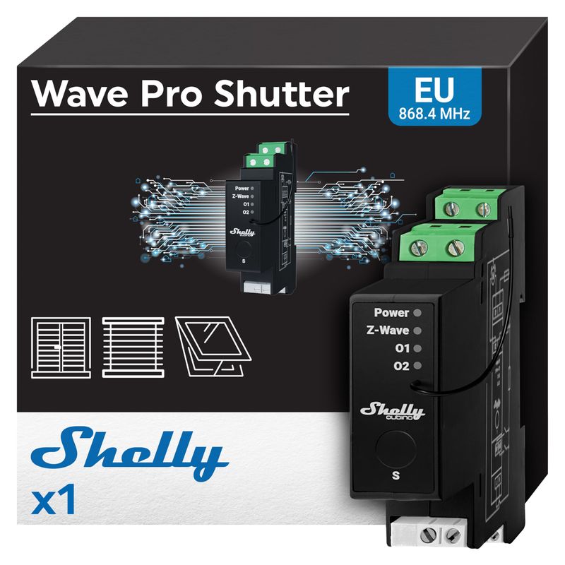 Shelly Wave Pro Shutter - Professional 2-Channel Z-Wave Roller Shutter ...
