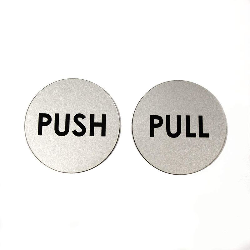 Push and Pull Door Sign | 2" Round Push Pull Signs | Set of 2 Smooth ...