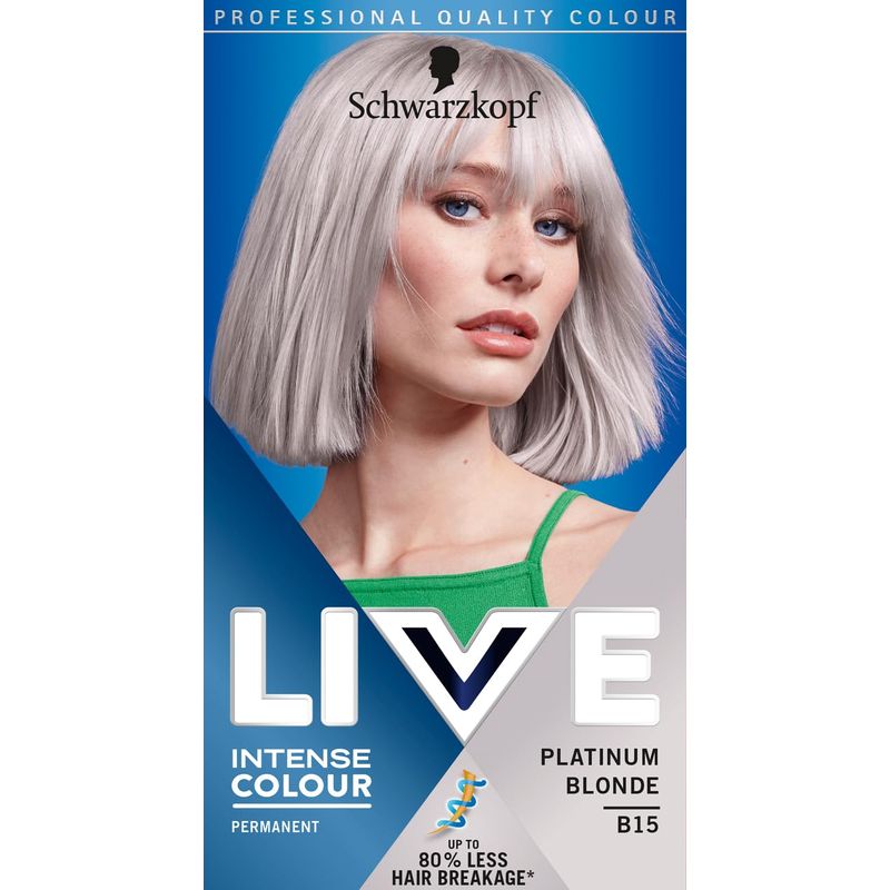 Schwarzkopf LIVE Intense Colour B15 Platinum Blonde, Permanent Hair Dye ...