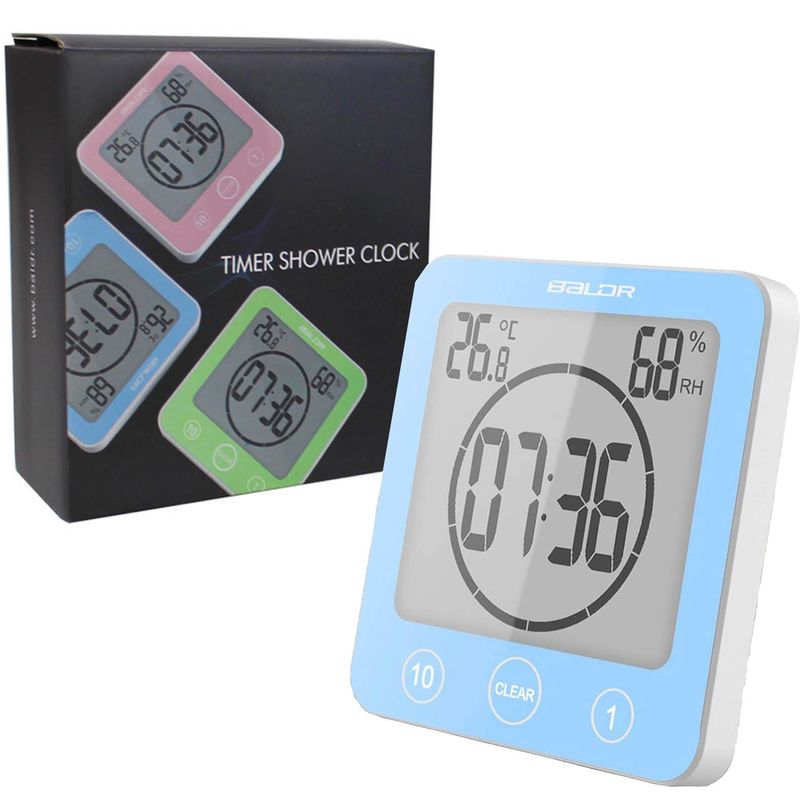 BaLDR Waterproof Watch, Bath Thermometer/Hygrometer, Timer, Shower Digital Clock, Sucker ...