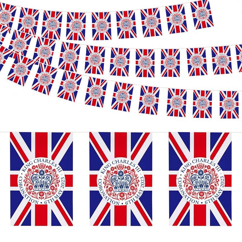 GALER King Charles Coronation Bunting Decorations, Union Jack Bunting ...