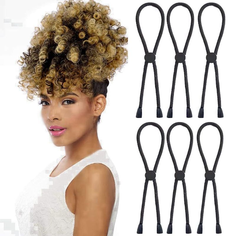 AICILY 6PC Afro Puff Ponytail Ties Adjustable Hair Ties Long Hairband ...