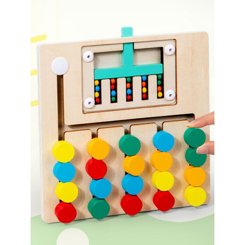 Fullware 5 Colors Wooden Slide Puzzles for Toddlers 3 4 5 6 7 8, Random ...