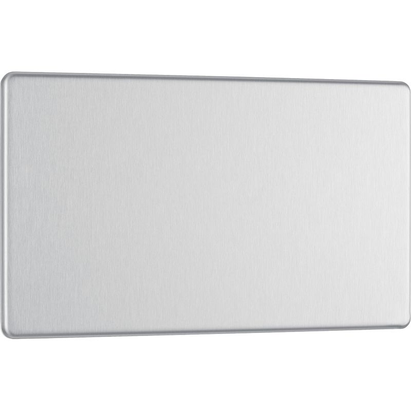 BG Electrical Double Blank Screwless Blank Plate, Brushed Steel ...