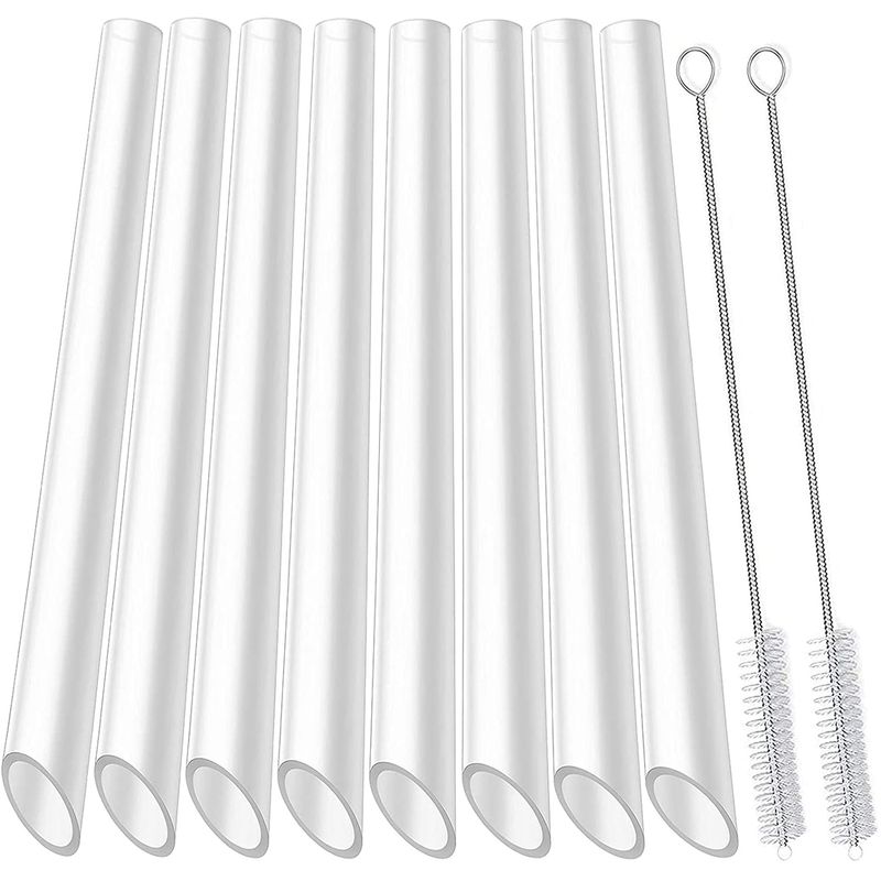 ALINK Reusable Clear Boba Straws, 13 mm x 10.5 in, Jumbo Hard Plastic ...