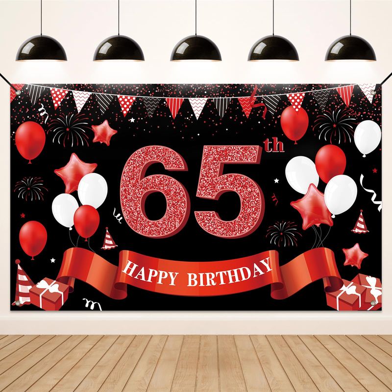 Koliphy 65th Birthday Banner, 65th Birthday Backdrop Decorations for ...
