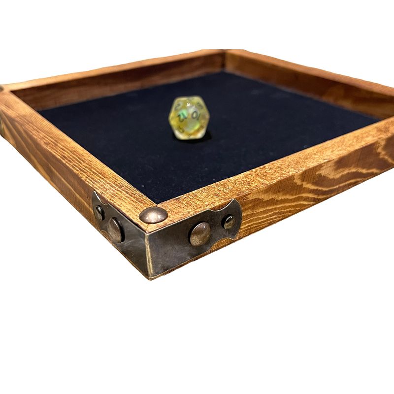 Dice Tray Dark Wood, Genuine Luxury Rubber Fabric inlay, Dice Rolling ...