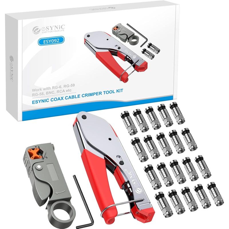 eSynic Professional Coax Crimping Tool F Type Connector Compression ...