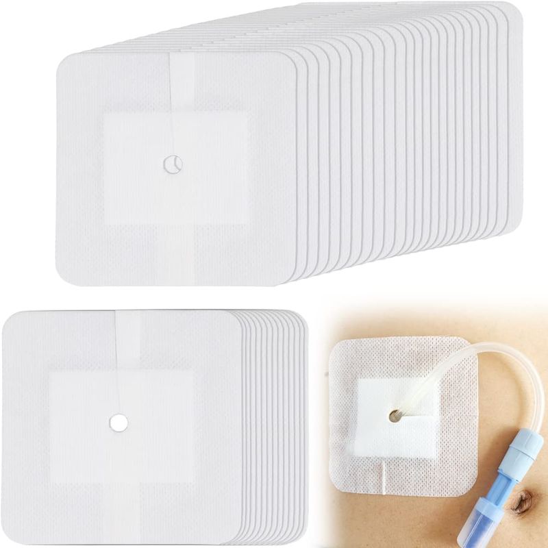 Split Drain Adhesive Bandages 4" x 4", PD Catheter Feeding Tube Pad ...