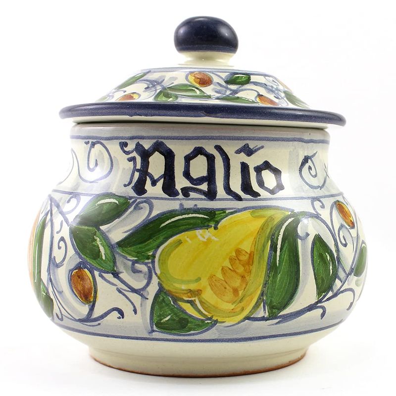 Hand Painted Italian Ceramic Garlic Jar Venezia - Handmade in Gubbio ...