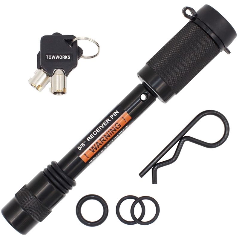 TowWorks 79631 Keyed Unique 5/8" Trailer Hitch Lock with Extra Long 3-1 ...