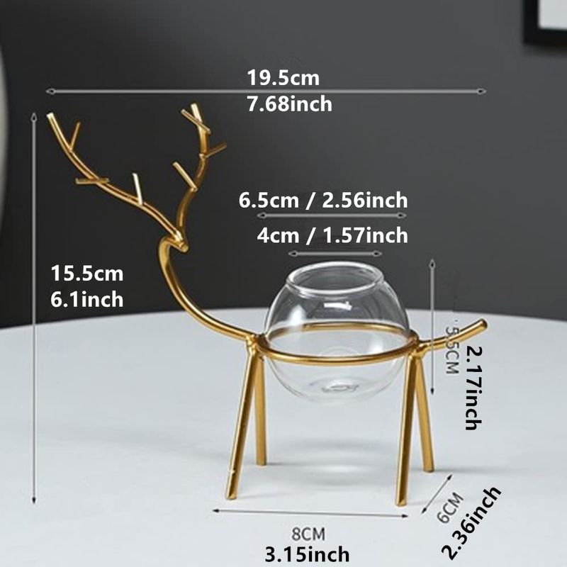 Radefasun Desktop Deer Plant Vases Small Glass Flower Vase with Gold ...