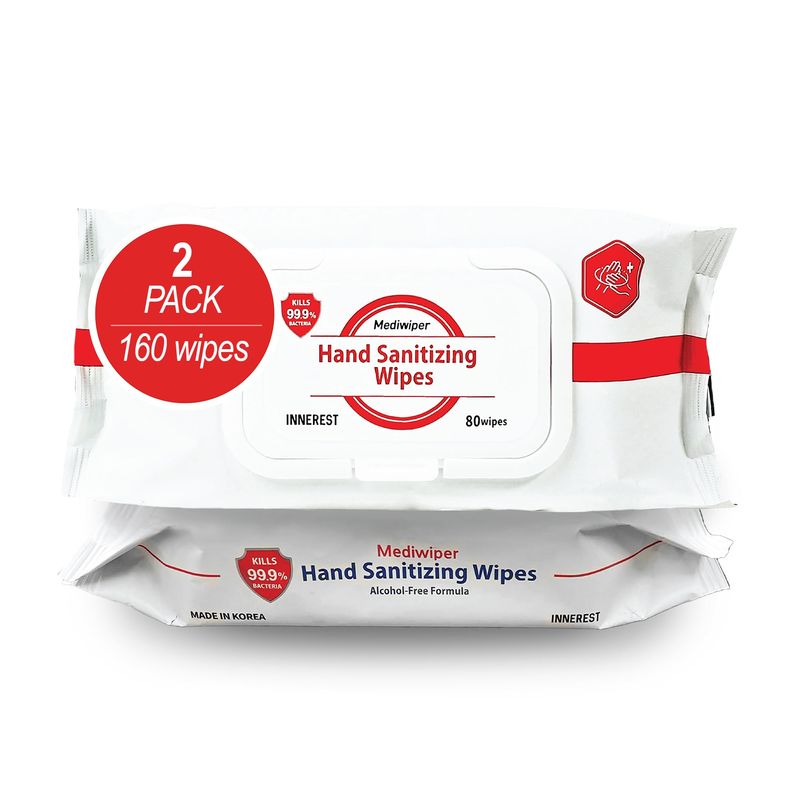 Mediwiper - 160 Wipes (80 * 2PK) Alcohol-Free Sanitizing Wipes ...