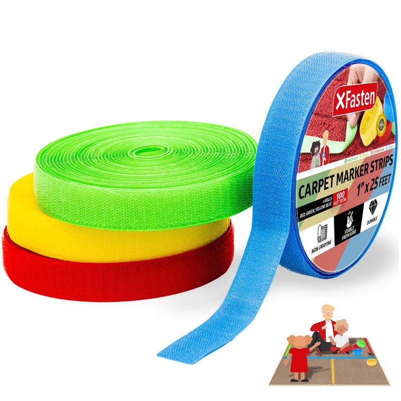 XFasten Carpet Marker Strips for Classroom, 100 Feet (4 Rolls) Carpet ...