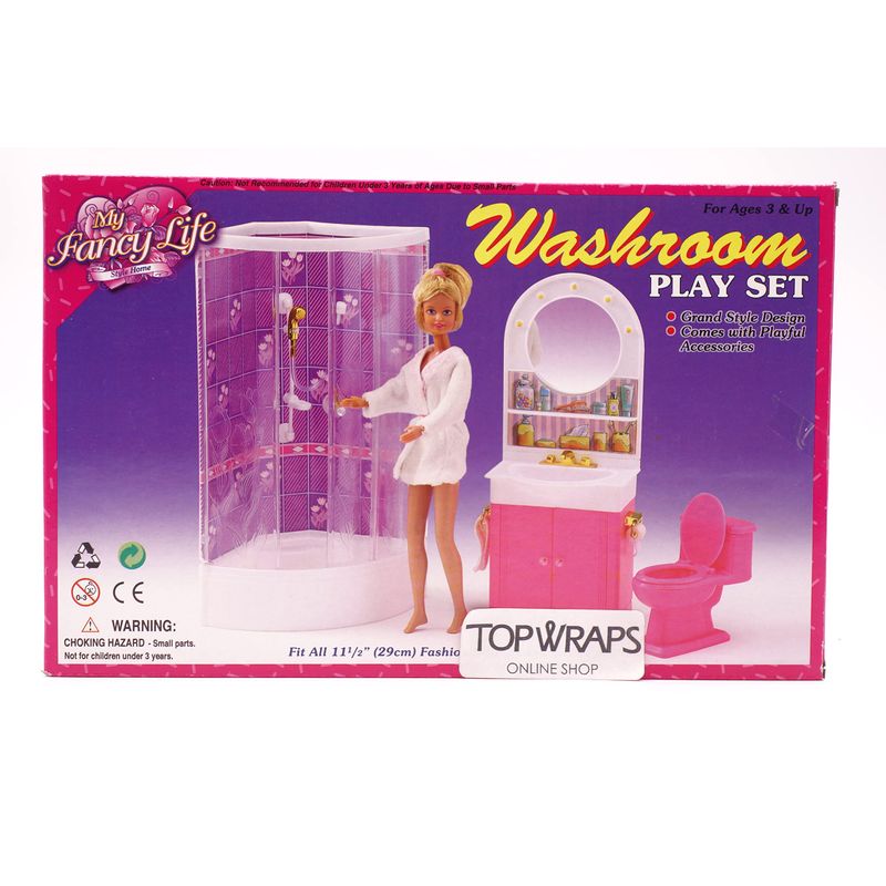 My Fancy Life Washroom Doll's Furniture Play Set for 12" Fashion Doll ...