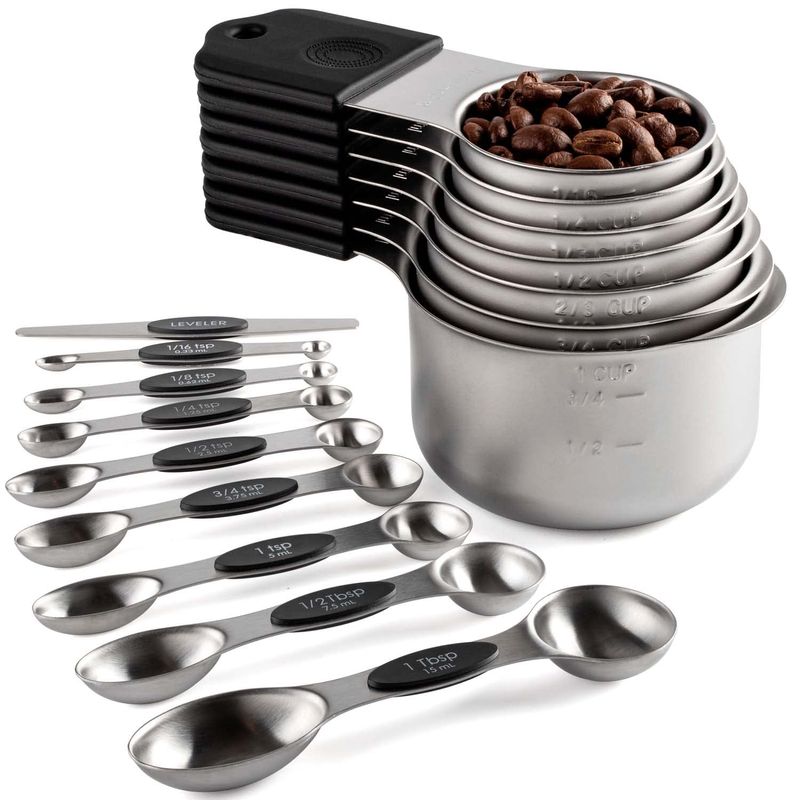 Magnetic Measuring Cups and Spoons Set Including 7 Stainless Steel ...