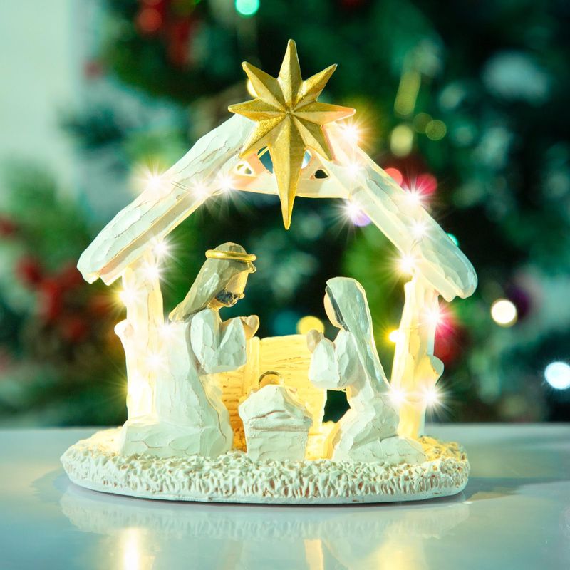 BUTITNOW Nativity Scene with Lights, Sculpted Hand Painted Nativity ...