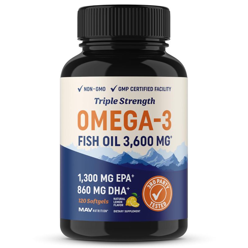 Triple Strength Omega 3 Fish Oil | 3600 mg EPA & DHA | Over 2100mg of Omega 3 Fatty Acids ...