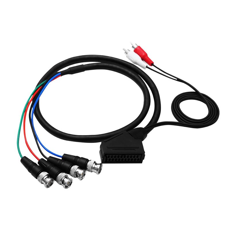 XTPTFABS Female RGB Euro SCART to 4 RGB BNC and 2 RCA Adapter Audio ...