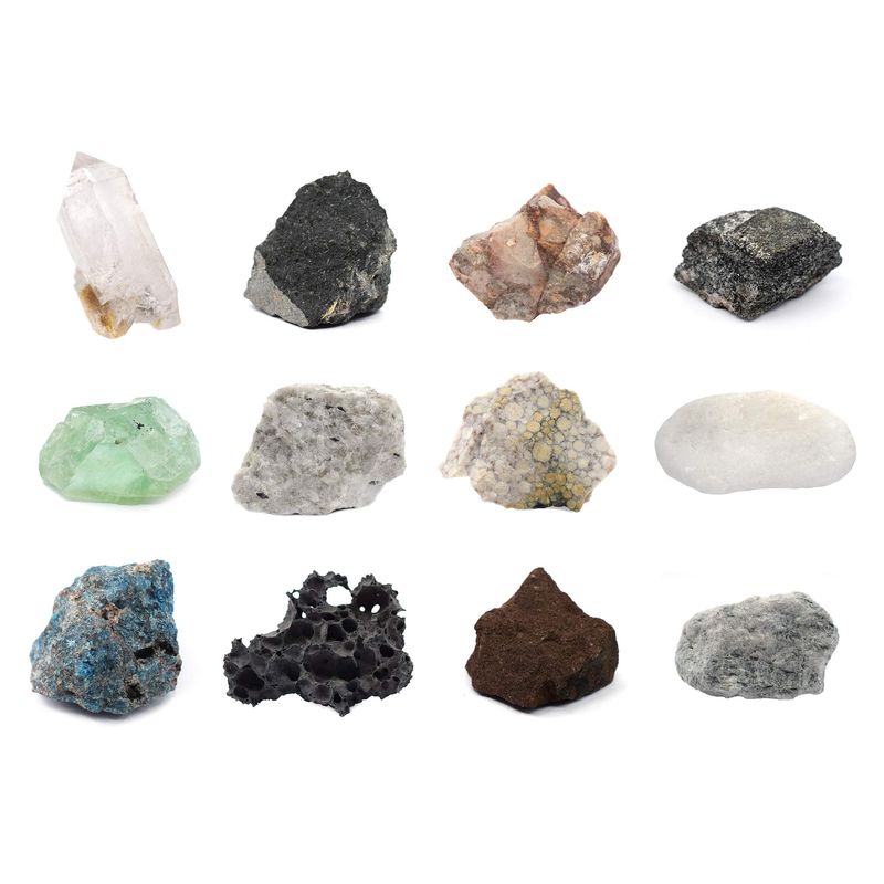 EISCO Rock & Mineral Kit, 12 Pieces - Includes Metamorphic, Igneous ...