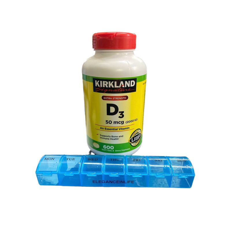 Kirkland Extra Strength D3 50 mcg (2000iu) 600 Softgels With One pill ...