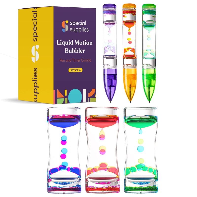Special Supplies Liquid Motion Bubbler Toys, 6-Pack Colorful Hourglass ...